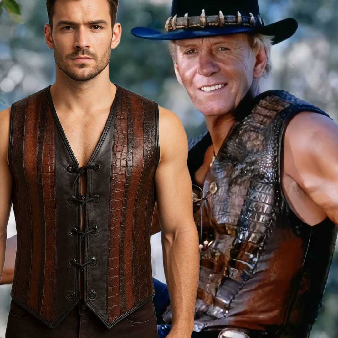 Handmade Crocodile Dundee Vest: Leather Cosplay Costume - Etsy