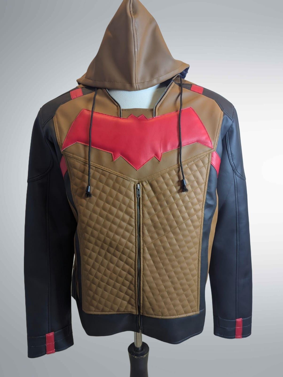 Red Hood Leather Jacket: Gothic Cosplay Biker Hoodie - Etsy