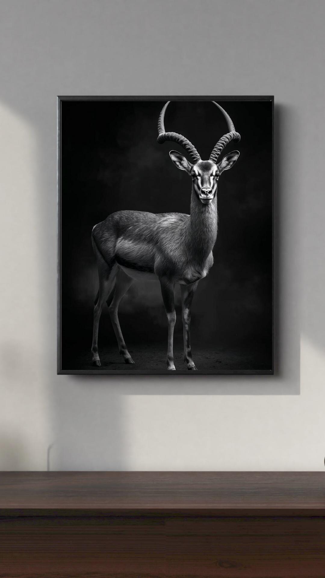 Black and White Antelope Portrait | Powerful Wall Art Digital Print ...