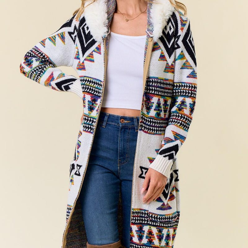 White Aztec Cardigans - Etsy UK