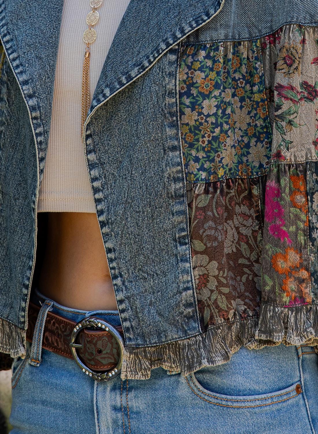 Floral Denim Patchwork Jacket: Eclectic Style Jean Coat - Etsy