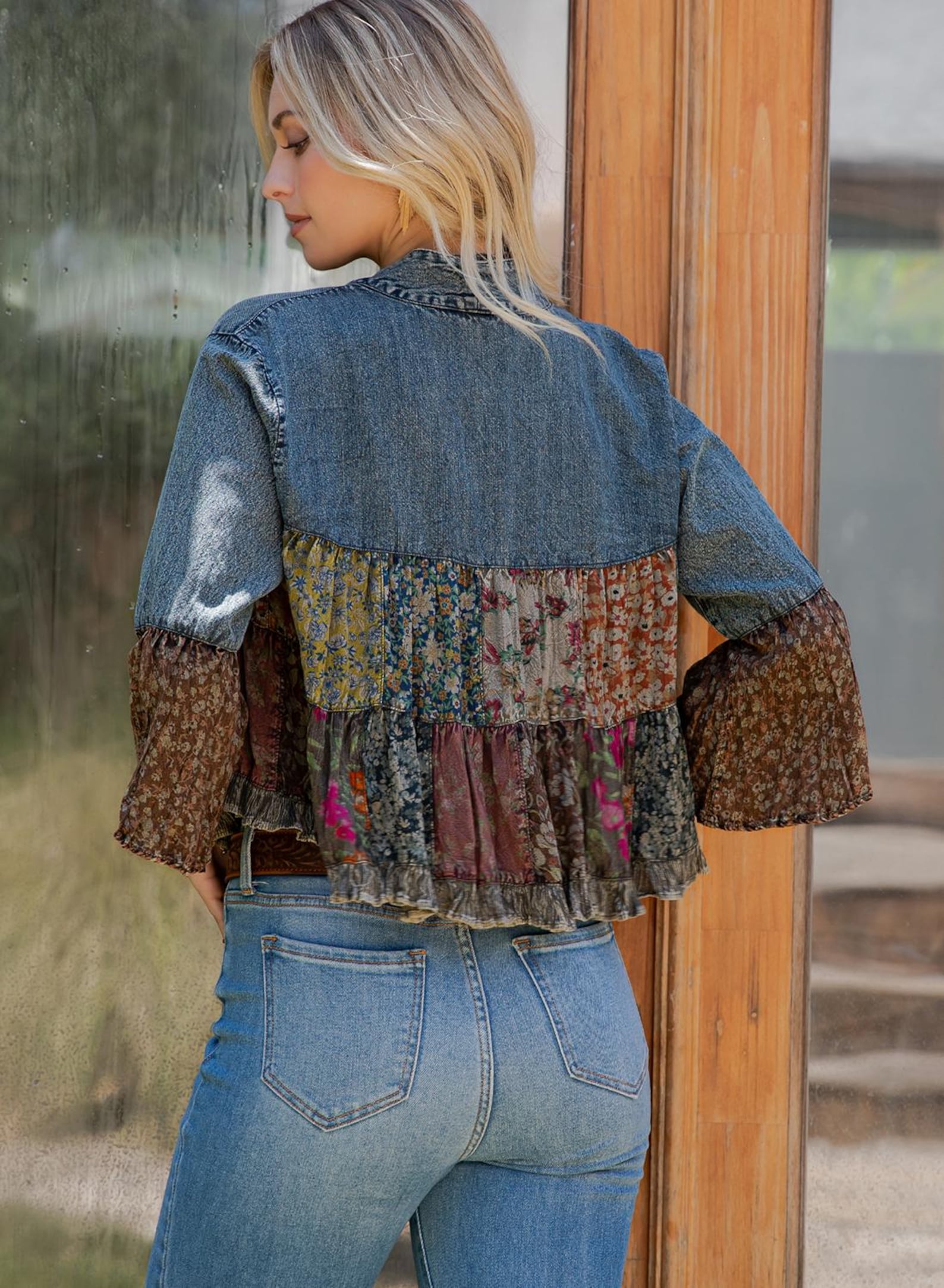 Floral Denim Patchwork Jacket: Eclectic Style Jean Coat - Etsy