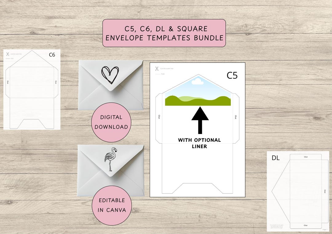 Envelope Template: ISO/DIN C5, C6, DL, Square | Bundle | DIY Envelope ...