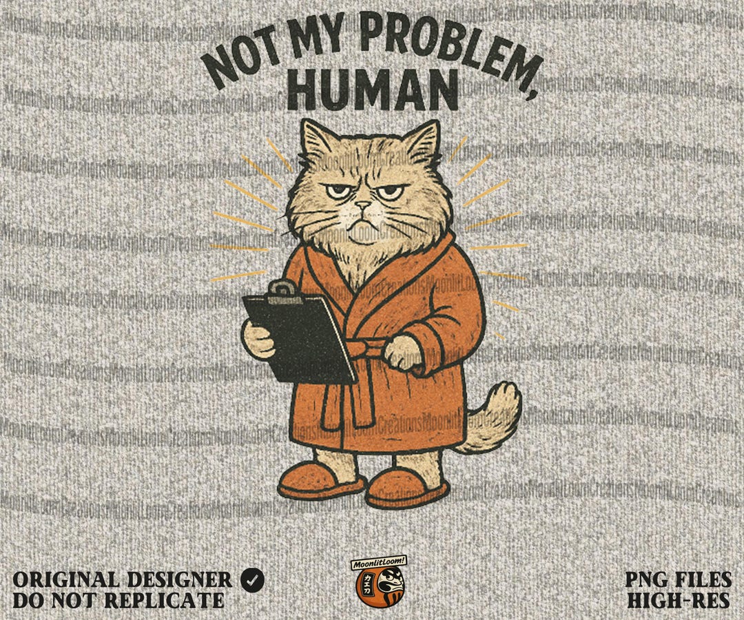 Sarcastic Cat PNG Not My Problem Human, Funny Judgy Cat, Cozy Housecoat ...