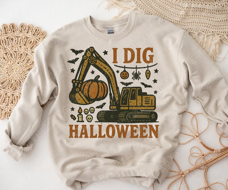 I Dig Halloween PNG, Funny Construction Excavator Halloween Sublimation ...