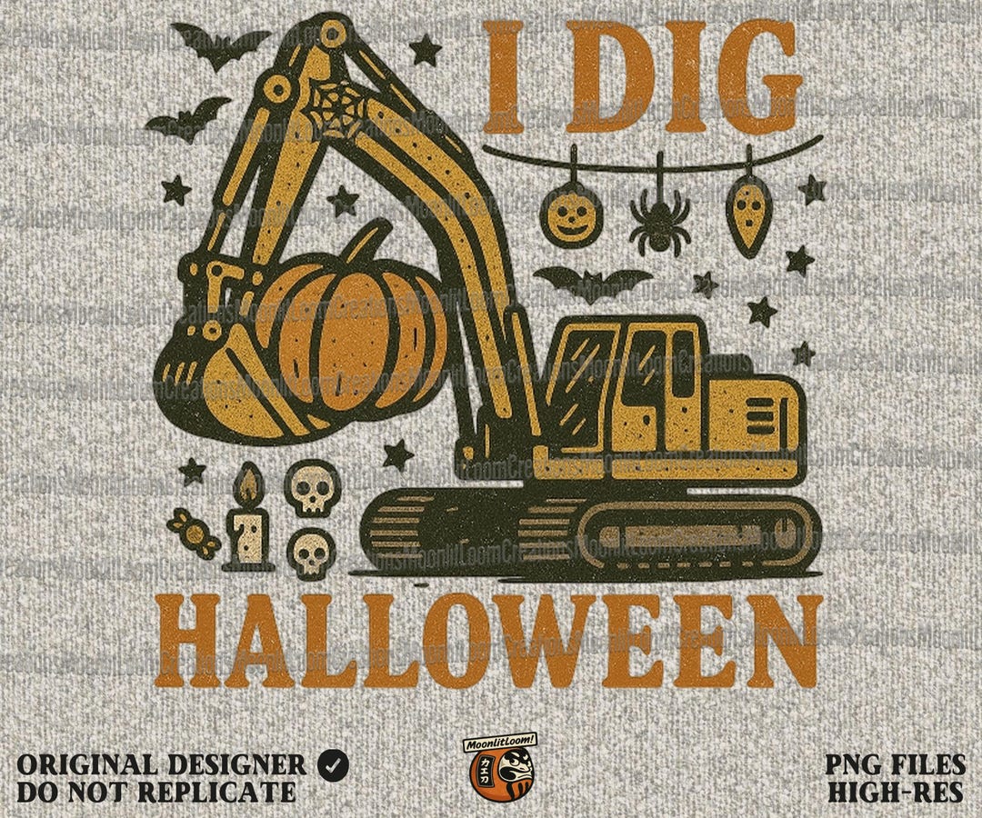 I Dig Halloween PNG, Funny Construction Excavator Halloween Sublimation ...