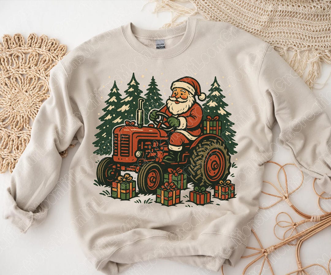 Christmas Santa Tractor PNG, Vintage Farm Sublimation, Rustic Country ...