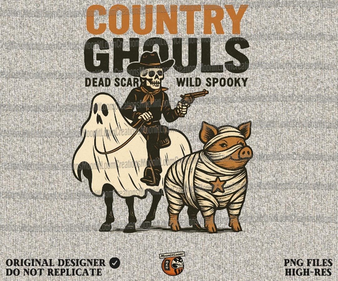 Country Ghouls PNG, Halloween Cowboy Skeleton Sublimation, Ghost Horse ...