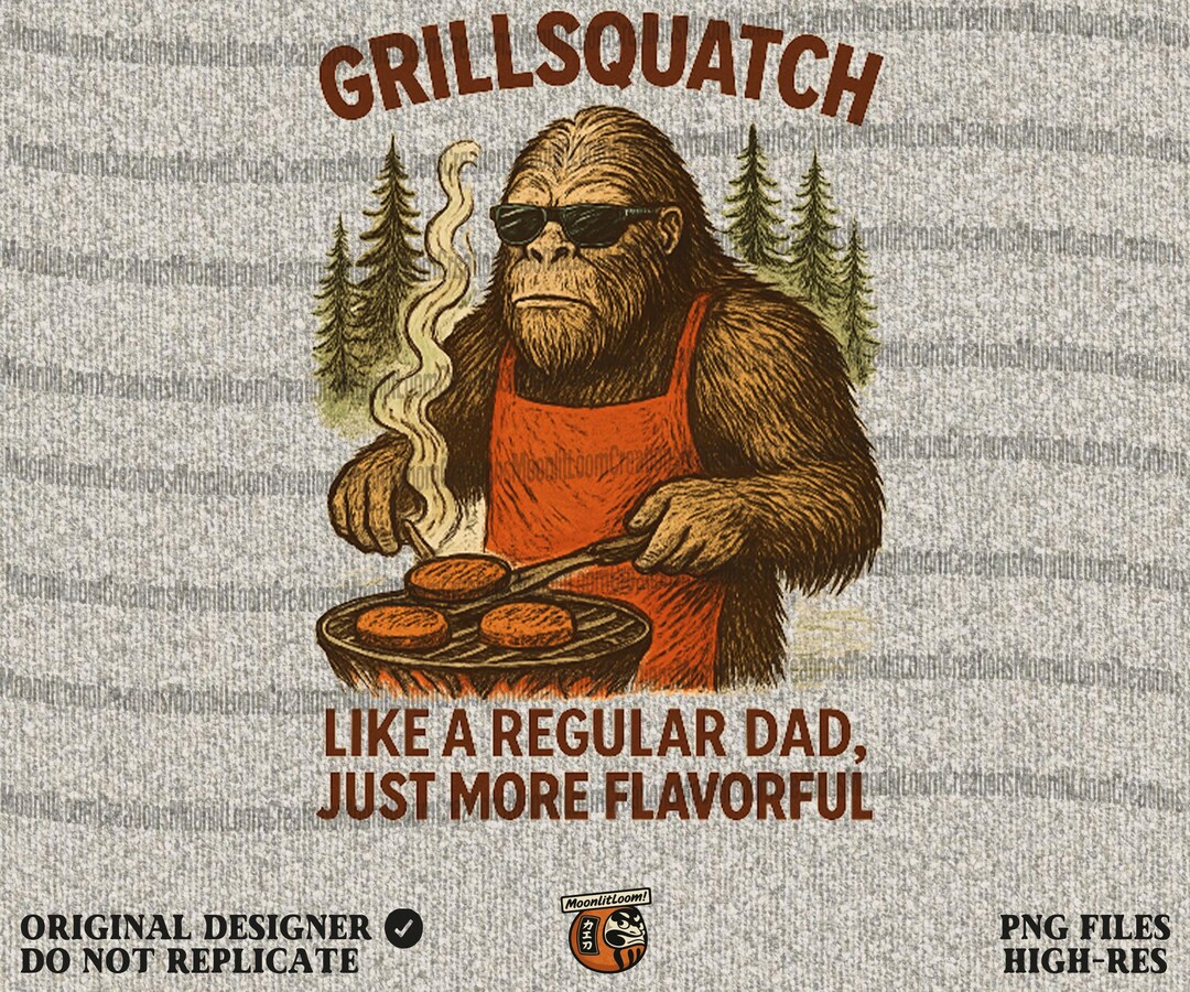 Grillsquatch PNG, Funny Bigfoot Grill, Camping Dad Humor Art, Sasquatch ...