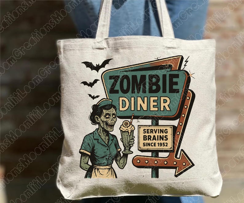 Zombie Diner PNG, Retro Horror Cafe Sign, 1950s Americana Zombie ...