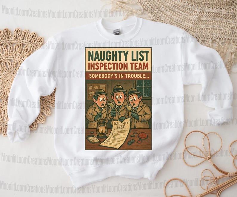 Vintage Christmas Elf Detective PNG, Naughty List Inspection Team ...