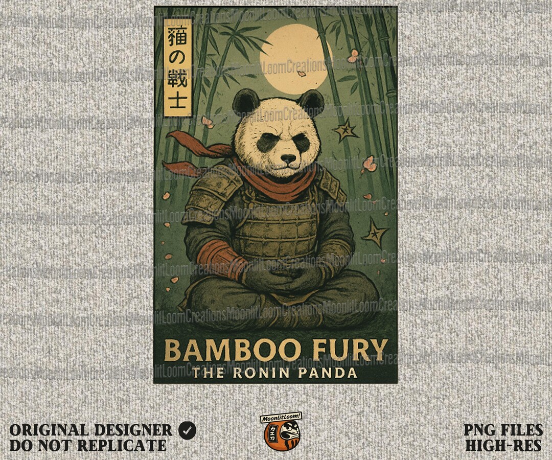 Bamboo Fury the Ronin Panda PNG, Samurai Panda Art Print, Zen Warrior ...