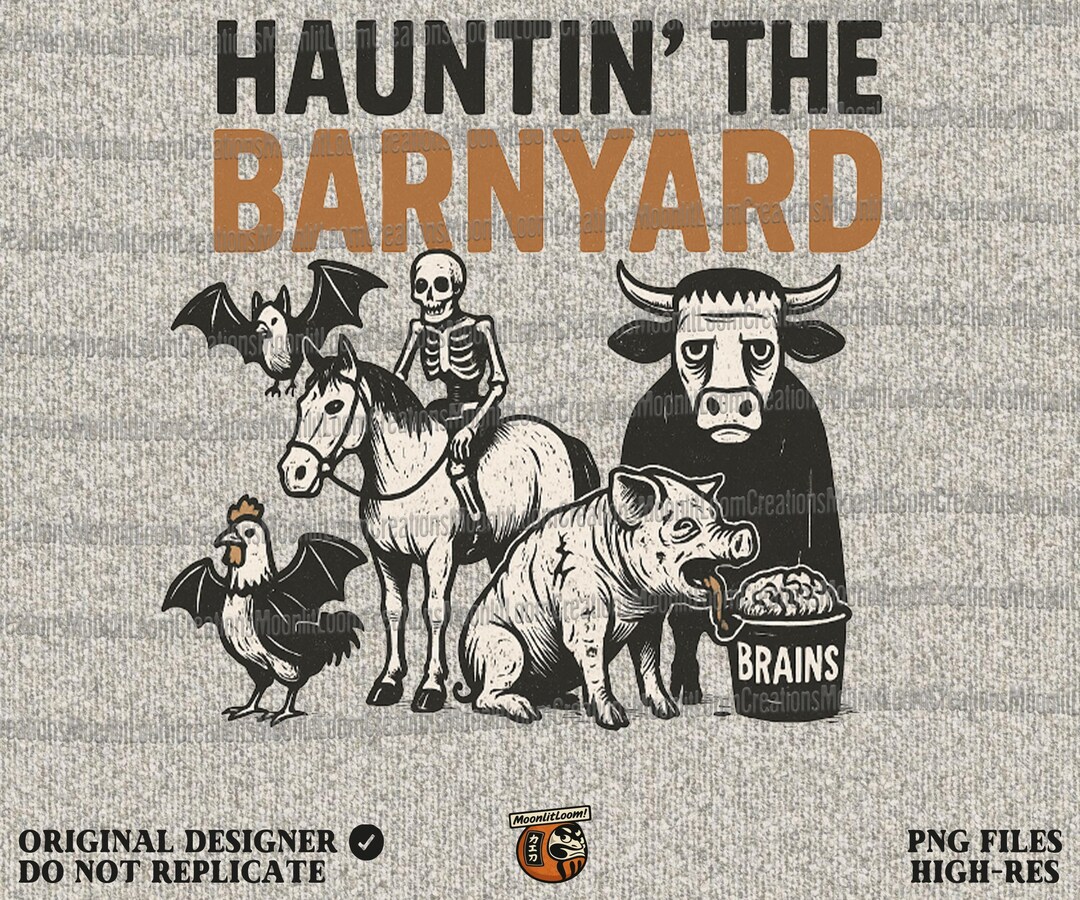 Haunting the Barnyard PNG, Funny Halloween Farm Animals Sublimation ...
