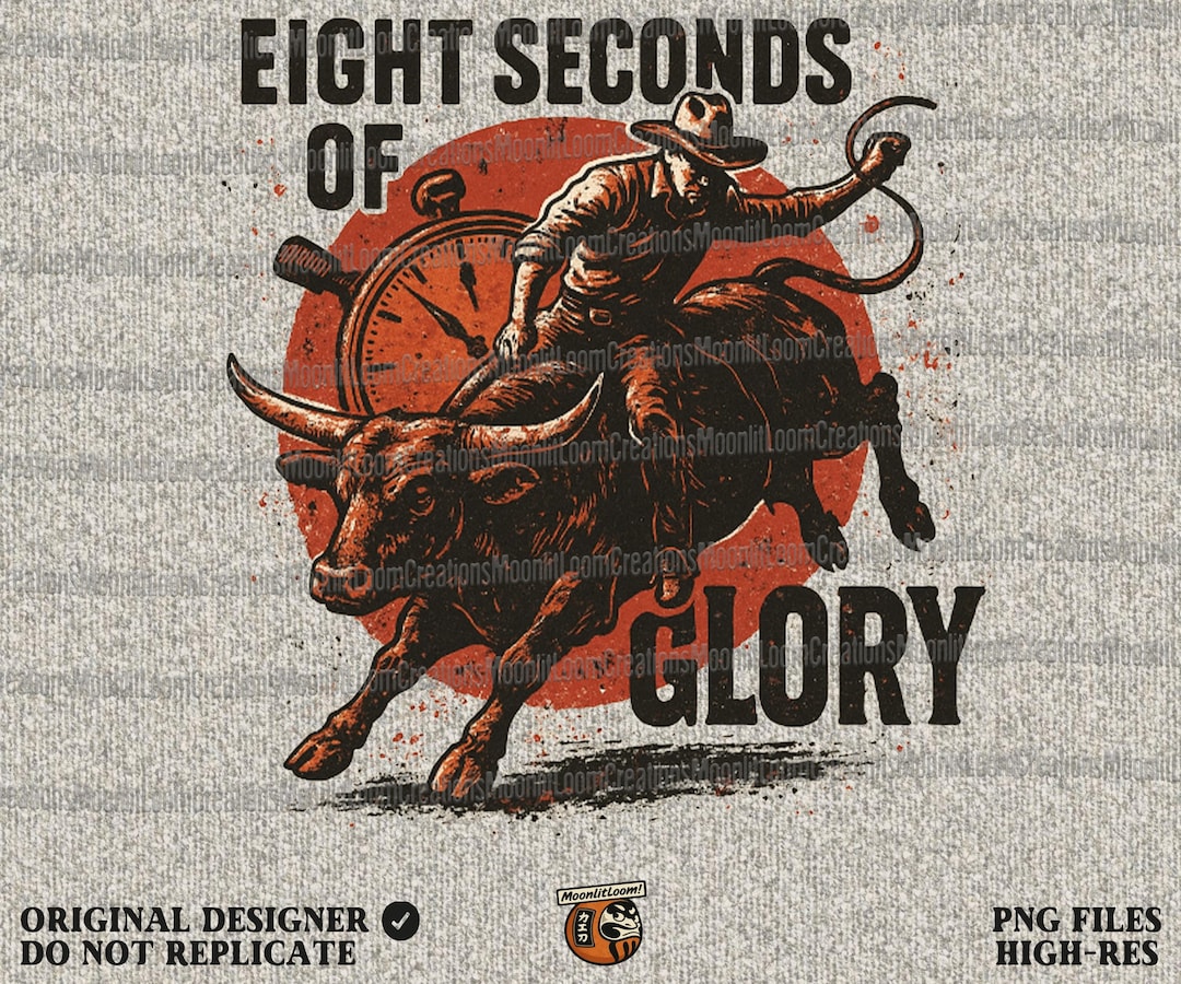 Eight Seconds of Glory PNG, Rodeo Cowboy Bull Rider Sublimation ...