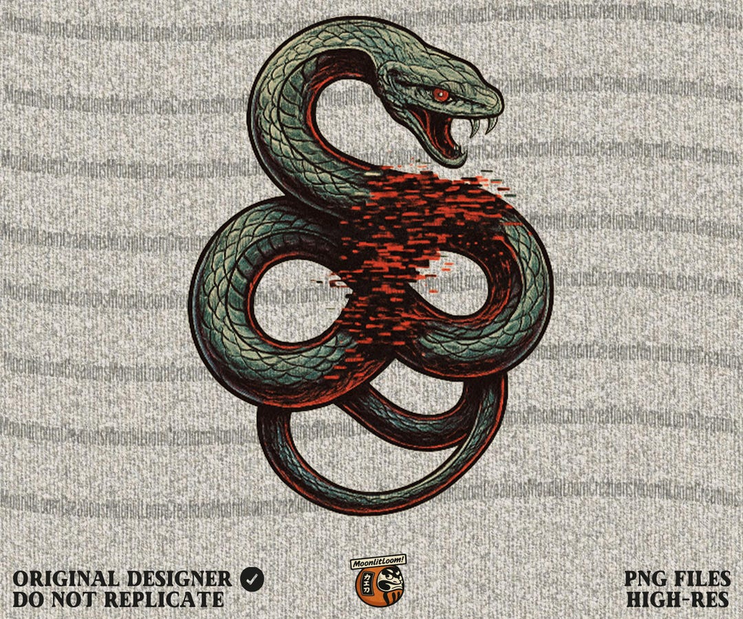 Cyber Glitch Infinity Snake Art, Digital Immortality Serpent ...
