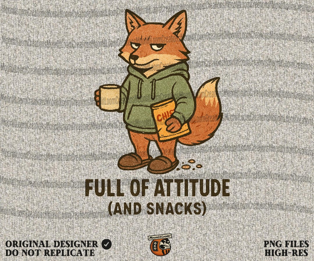 Funny Fox PNG, Full of Attitude and Snacks Design, Smug Fox Hoodie ...