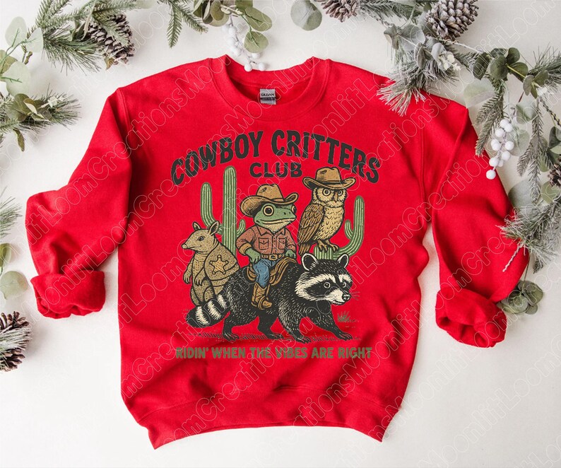 Cowboy Critters PNG, Funny Western Sublimation Design, Frog Raccoon ...