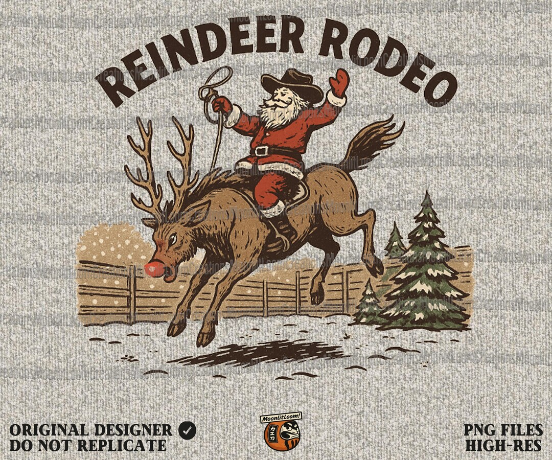 Reindeer Rodeo PNG, Santa Cowboy Christmas Sublimation Design, Funny ...