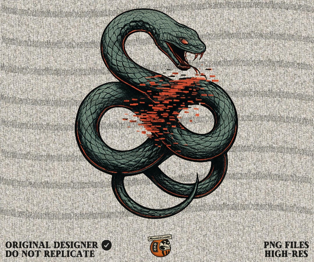 Cyber Glitch Infinity Snake Art, Digital Immortality Serpent ...