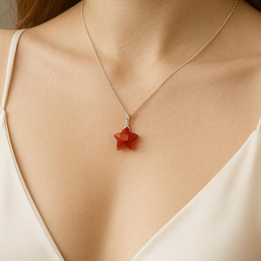 Red Carnelian Star Pendant Necklace – 925 Sterling Silver Chain Healing ...