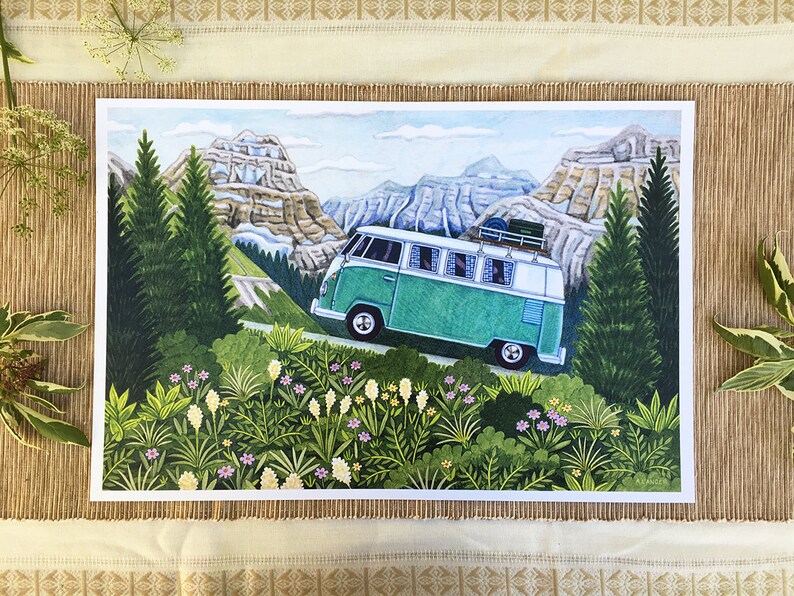 Camper Van Poster Camper Bus Art Glacier National Park 12 X - Etsy