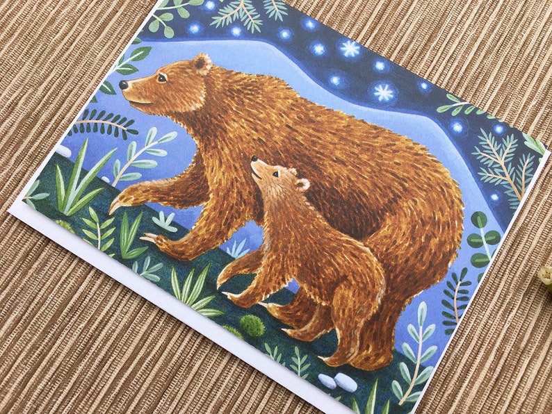 Mama Bear and Bear Cub Greeting Card, Baby Card, Baby Shower Card ...