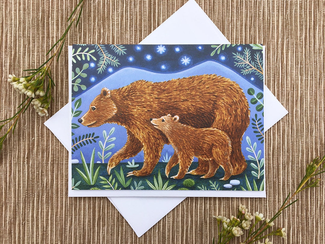 Mama Bear and Bear Cub Greeting Card, Baby Card, Baby Shower Card ...