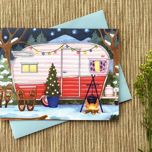 Winter Camper Holiday Cards, Vintage Camper Holiday Cards, Boxed Set of ...