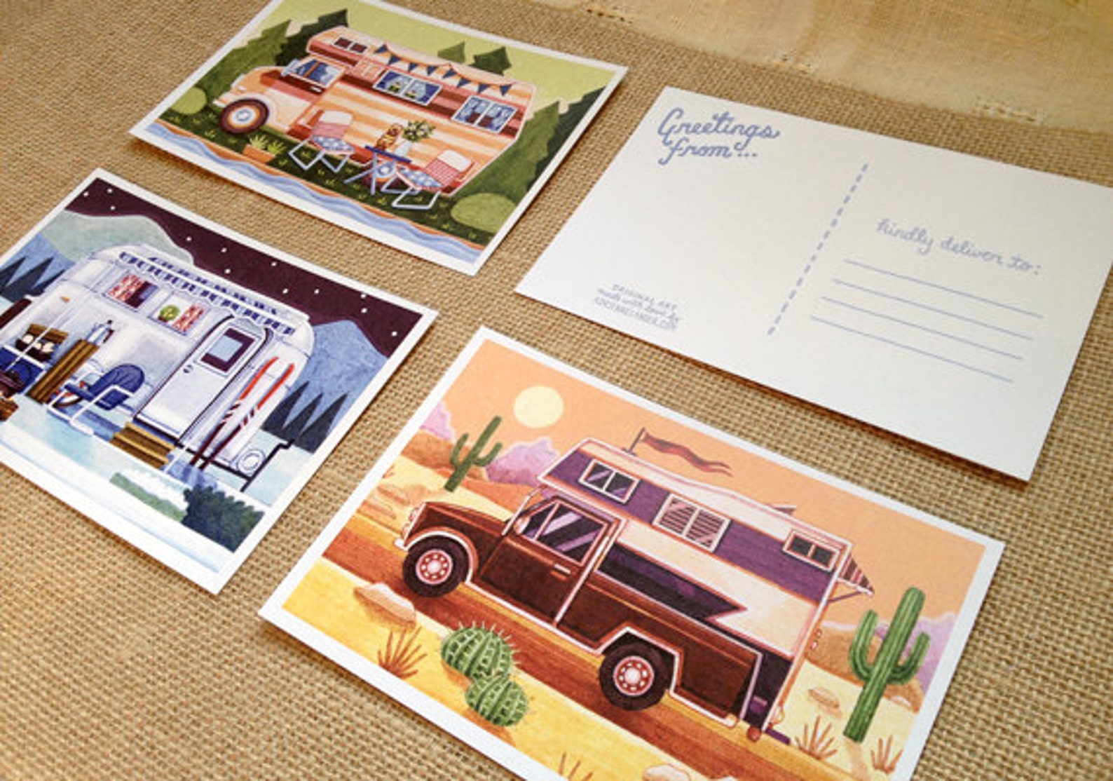 Set of 6 Vintage Camping Travel Postcards - Etsy