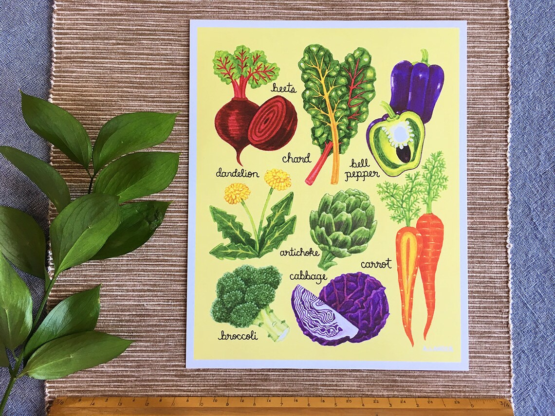 Illustrated Vegetable Print Veggie Art Print Garden Art - Etsy
