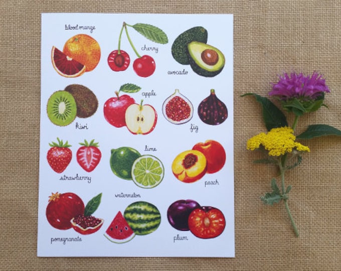Fruit Chart Print, 8 X 10 Art Print, Kitchen Art, Culinary Art - Etsy