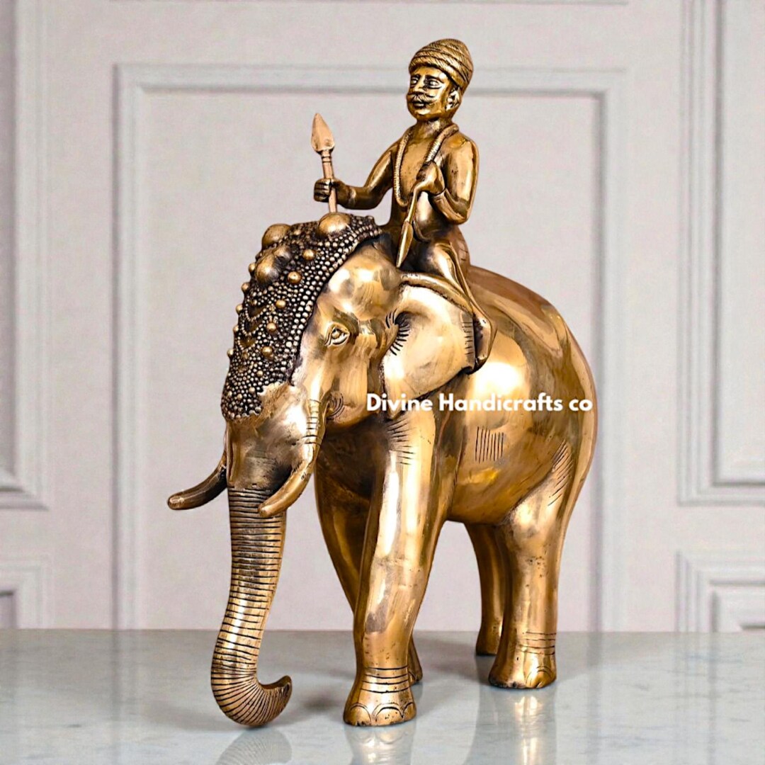Brass Lord Indra on Airavata – 25" Statue - Etsy