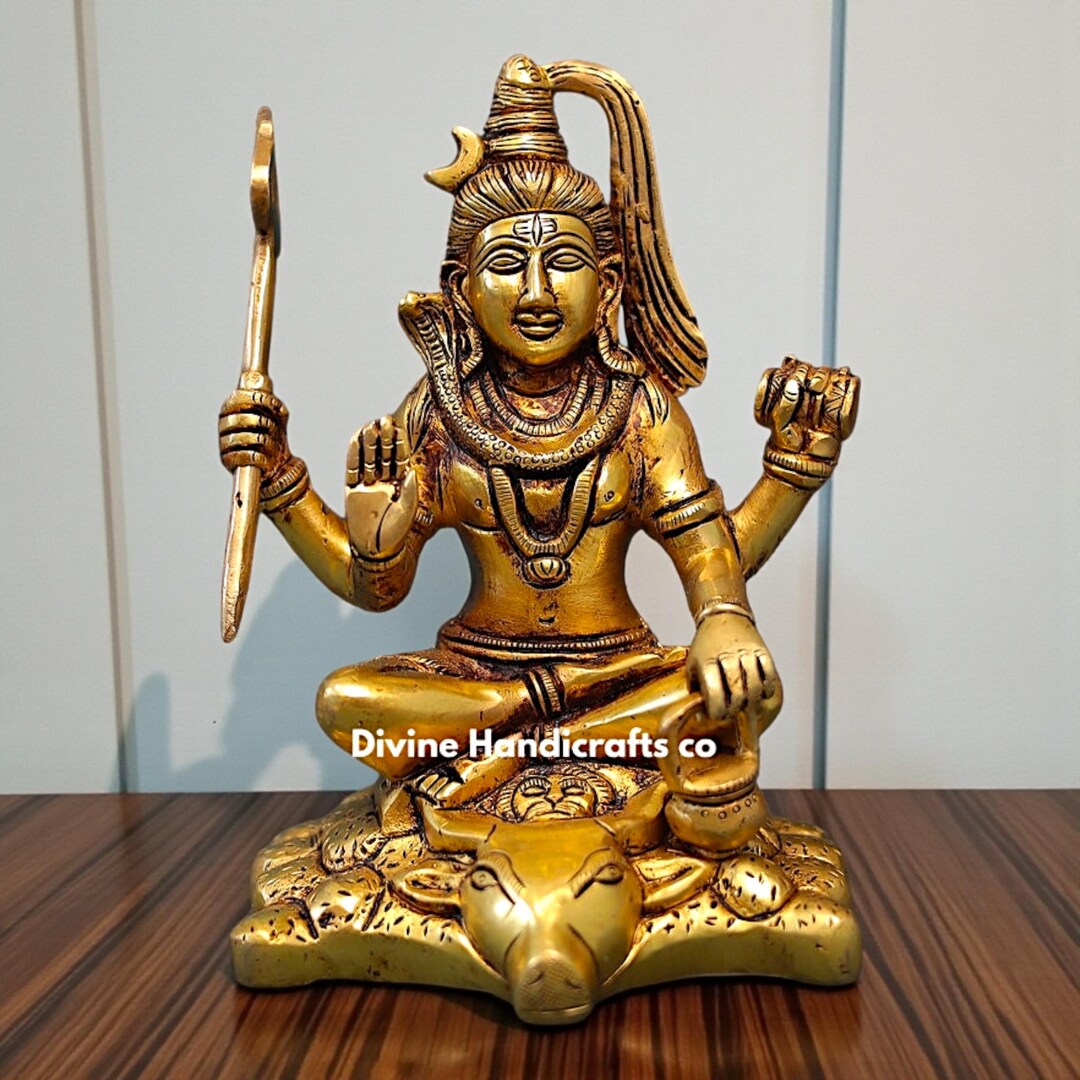 7 Inch Brass Lord Shiva Seated Idol | Meditation Mahadev Murti - Etsy