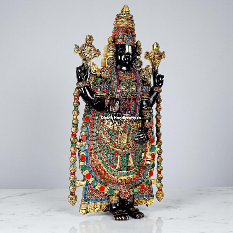 Brass Tirupati Balaji Statue | Large Stone Work Venkateswara Idol - Etsy