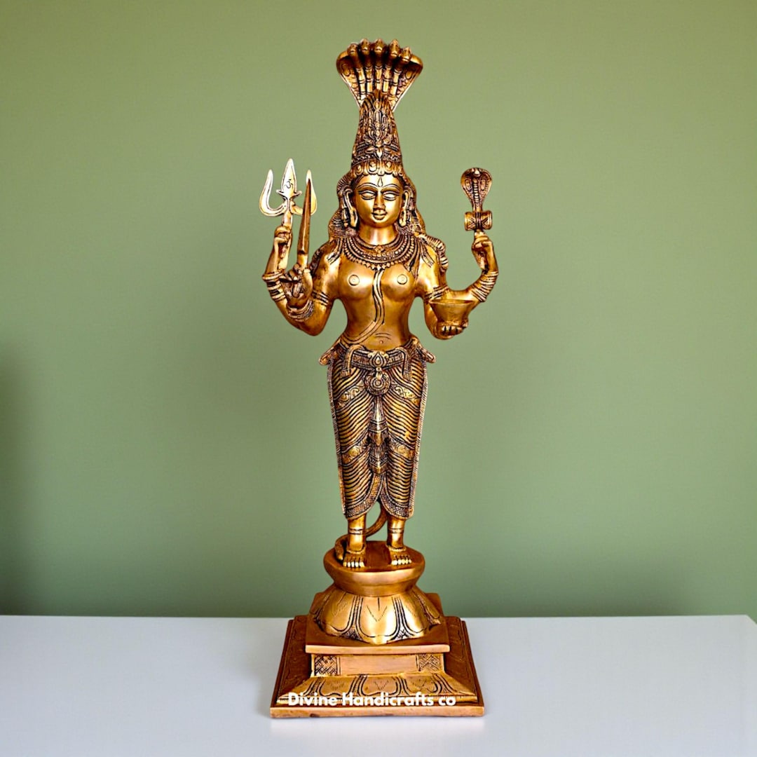 25-inch Brass Karumari Amman Idol – South Indian Mother Goddess Statue ...
