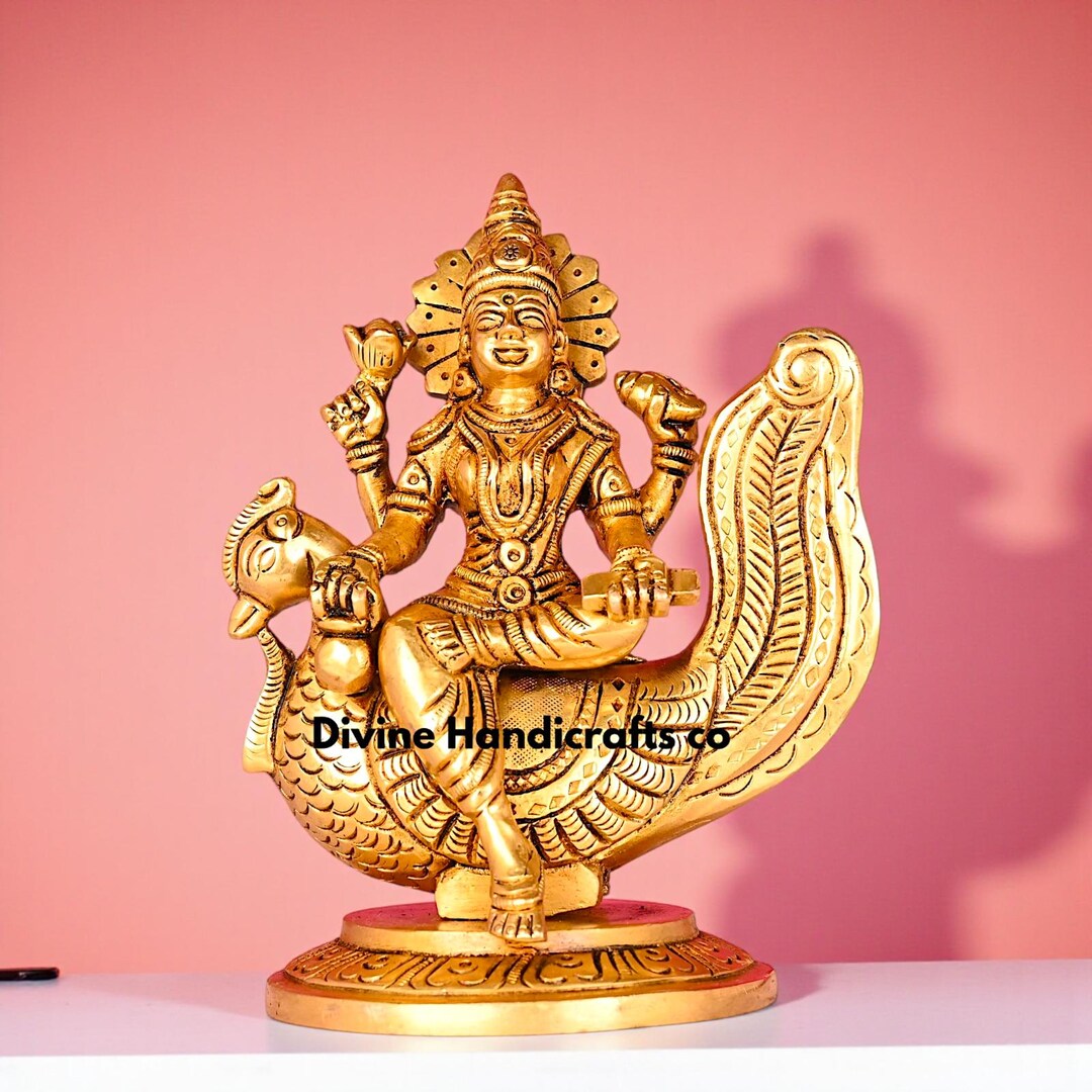 Brass Gayatri Maa Statue | Hindu Goddess Idol for Puja Room | Five ...