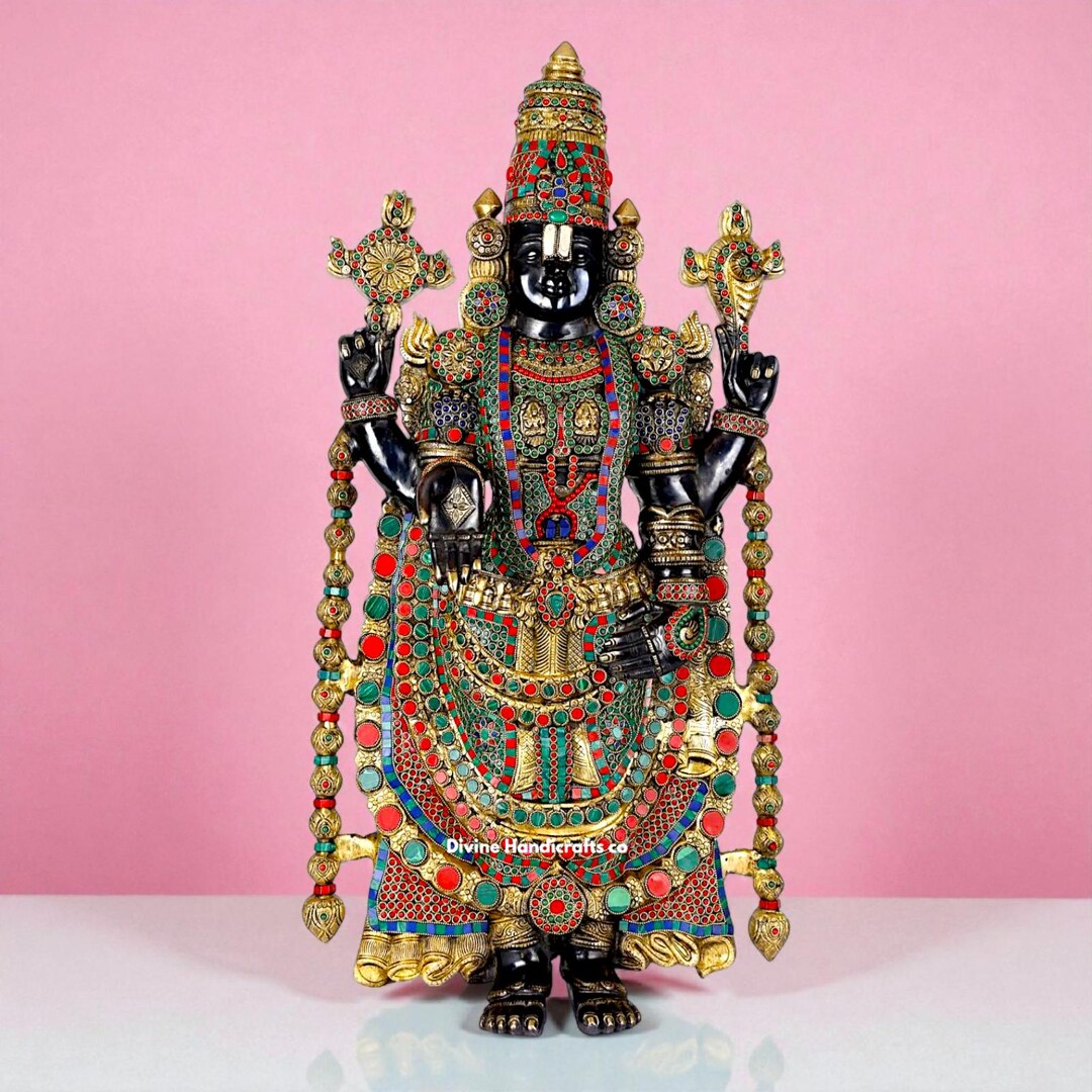 Brass Tirupati Balaji Statue | Large Stone Work Venkateswara Idol - Etsy