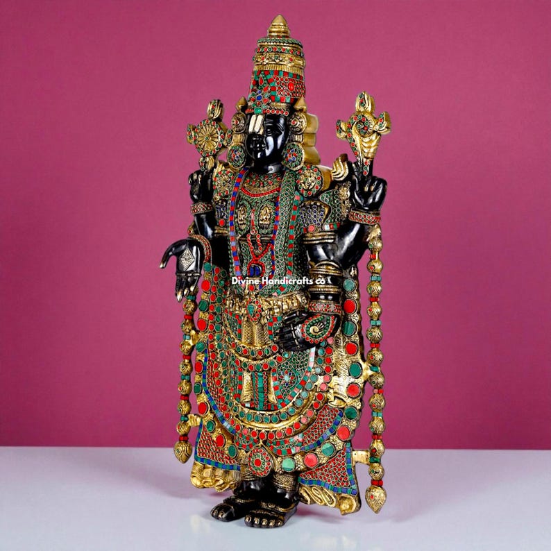 Brass Tirupati Balaji Statue | Large Stone Work Venkateswara Idol - Etsy