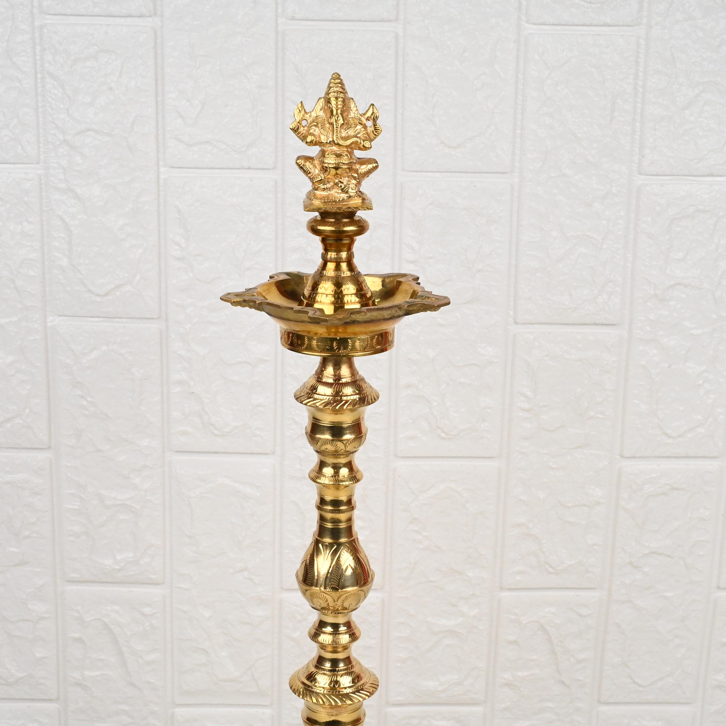 Brass Ganesh Deepam Oil Lamp | Neela Villaku Diya Stand - Etsy