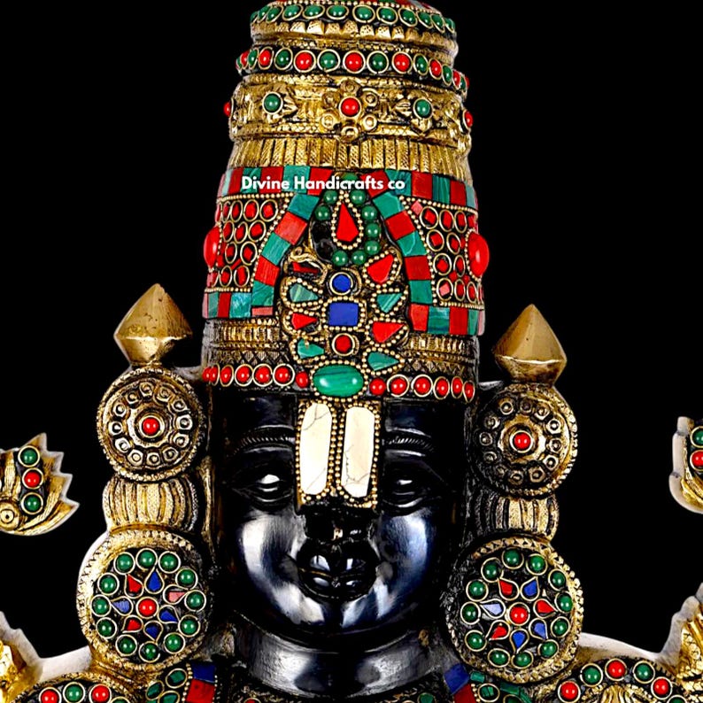 Brass Tirupati Balaji Statue | Large Stone Work Venkateswara Idol - Etsy