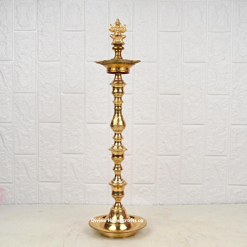 Brass Ganesh Deepam Oil Lamp | Neela Villaku Diya Stand - Etsy
