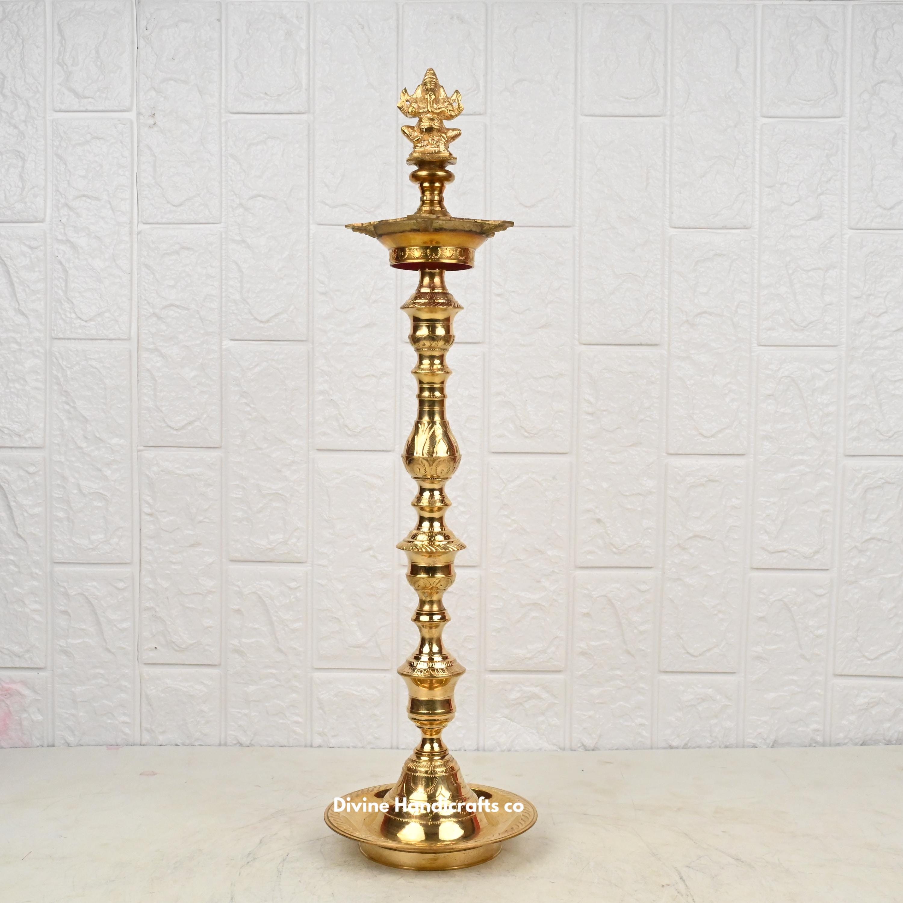 Brass Ganesh Deepam Oil Lamp | Neela Villaku Diya Stand - Etsy
