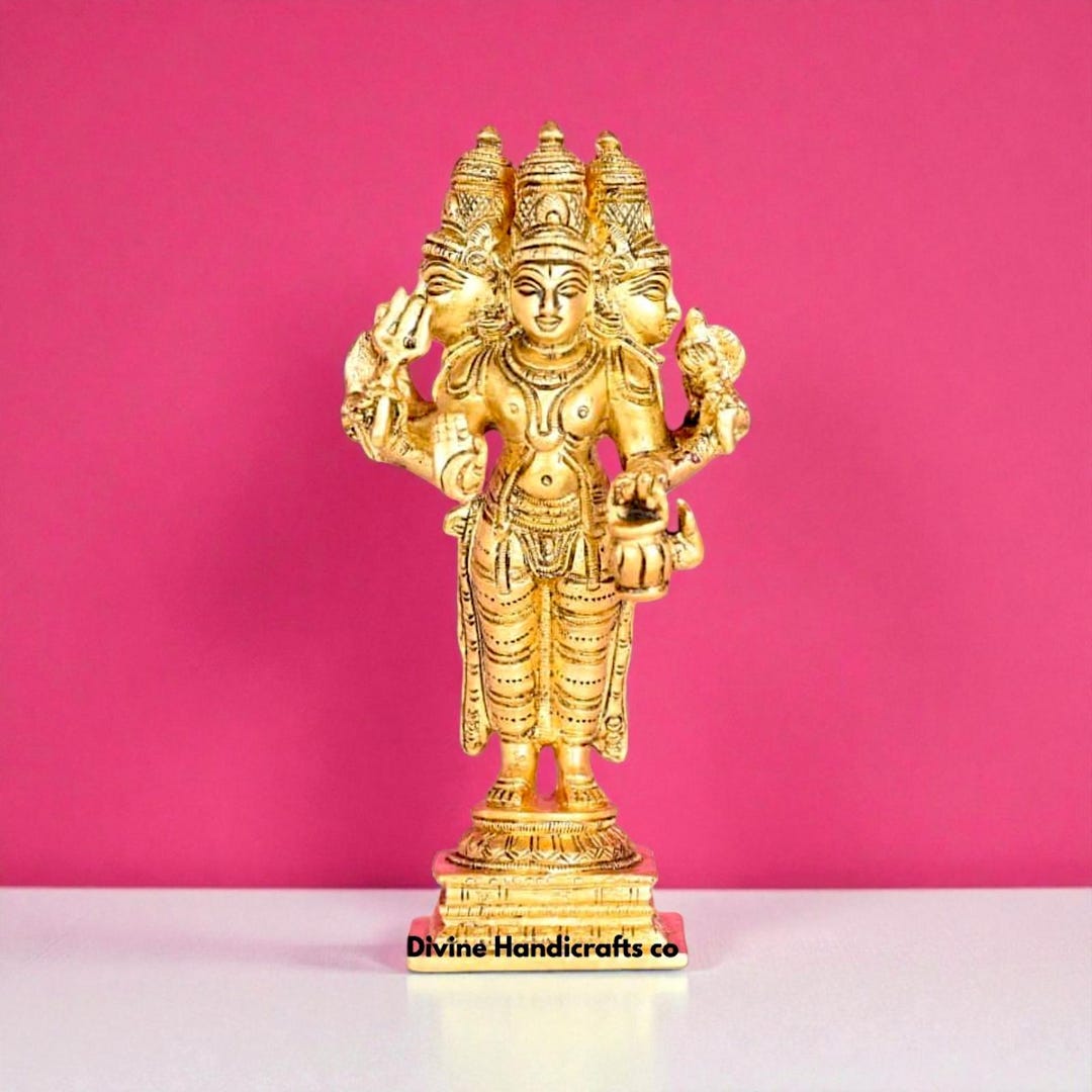 Brass Trideva Statue: Brahma, Vishnu, Shiva - Hindu Home Altar - Etsy
