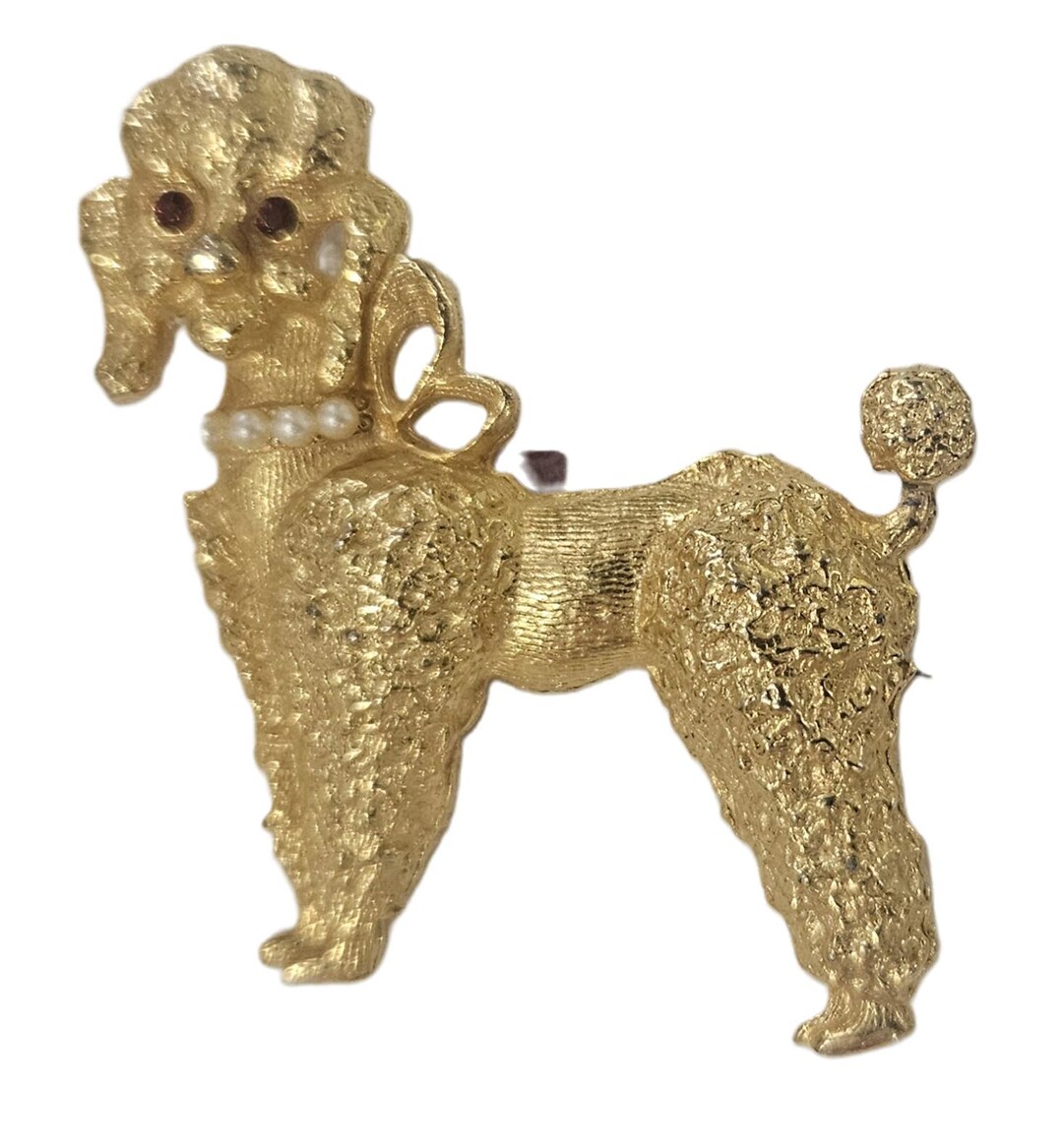 Adorable Vintage Poodle Pin With Rhinestone Eyes & Pearl Collar - Etsy