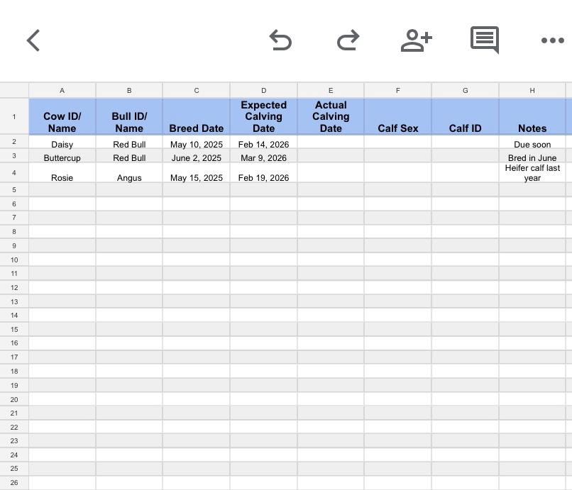 Cattle Breeding & Calving Tracker | Livestock Record Keeping ...