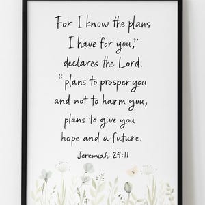 Jeremiah 29:11 Bible Verse Wall Art | Christian Scripture Printable ...