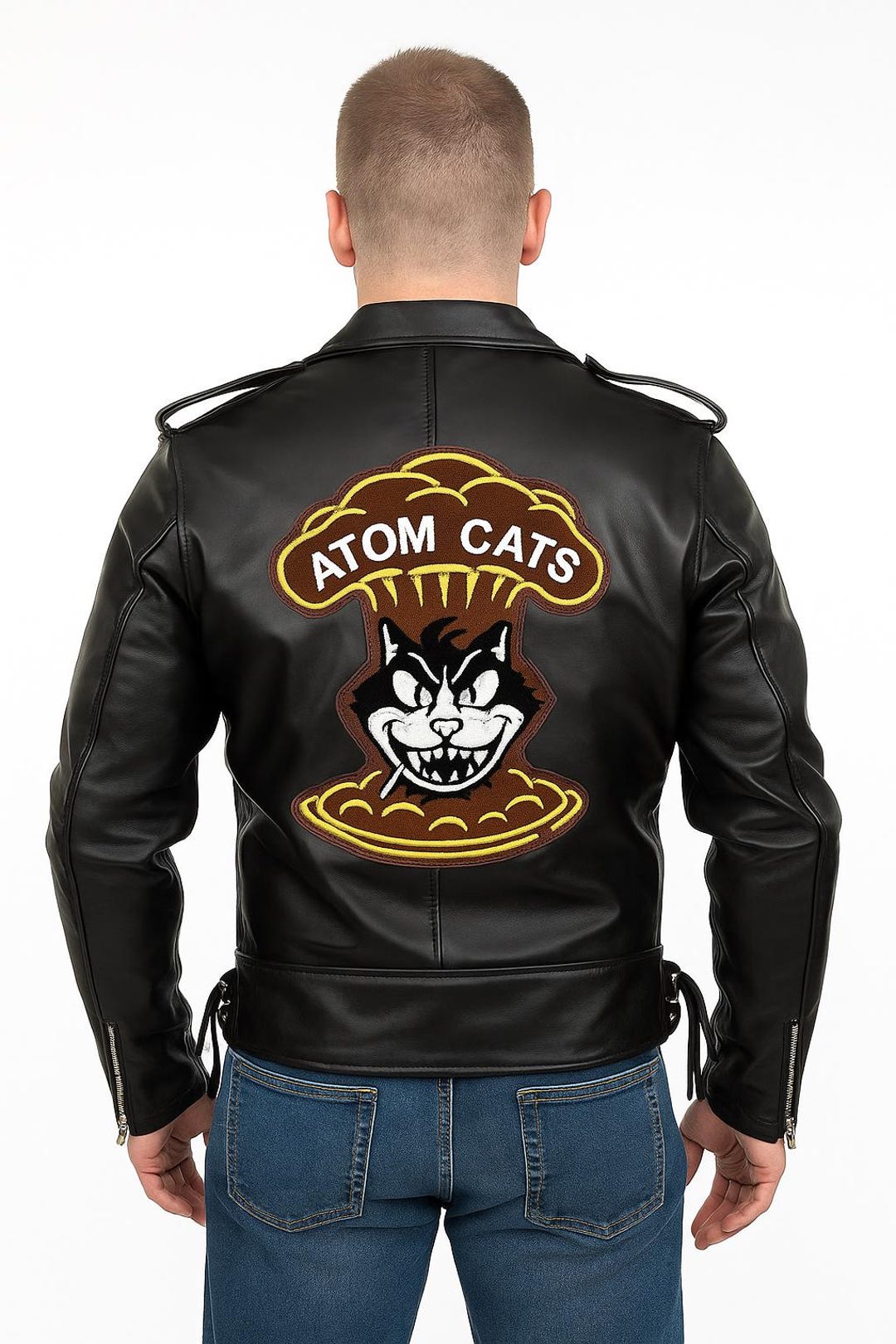 Atom Cats Biker Jacket: Fallout 4 Inspired Leather Motorcycle Coat - Etsy