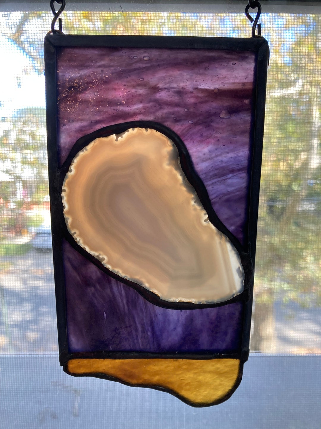 Stained Glass Abstract Agate Suncatcher - Etsy