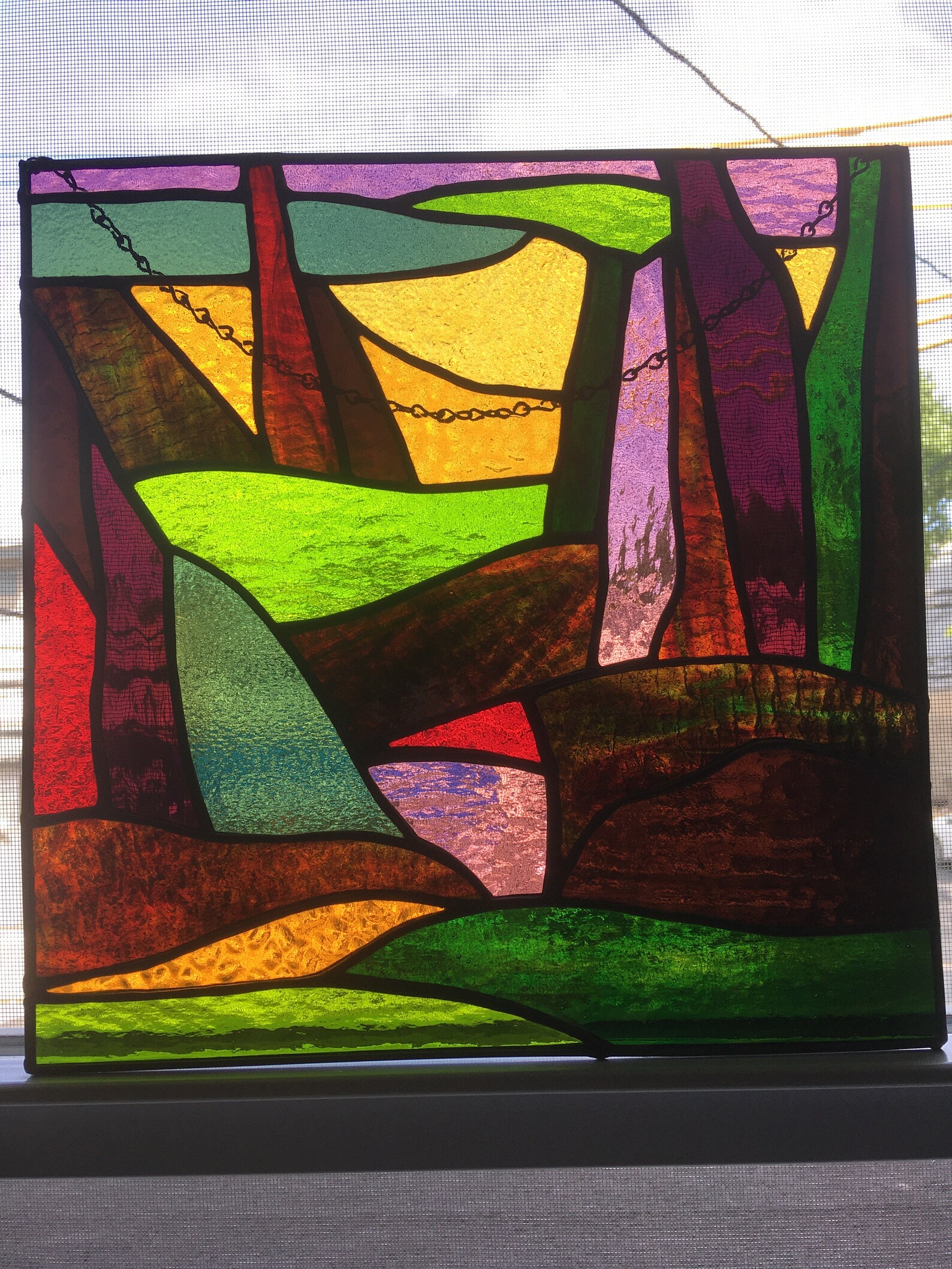 Stained Glass Abstract Landscape - Etsy