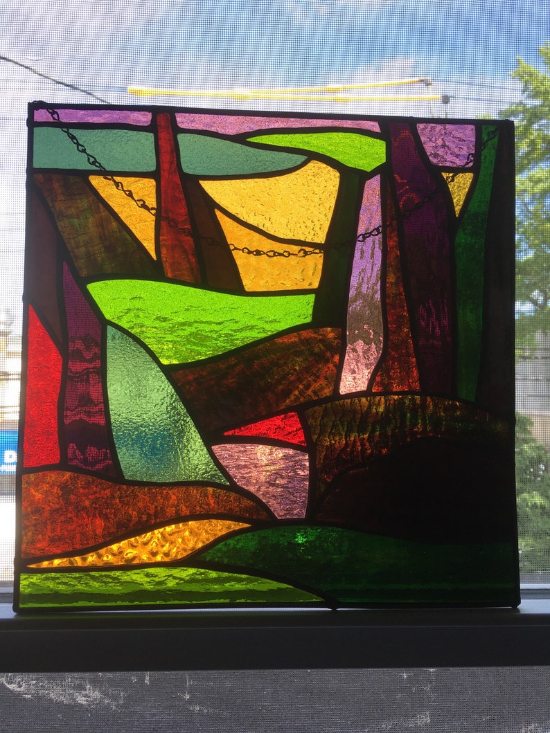 Stained Glass Abstract Landscape - Etsy Hong Kong